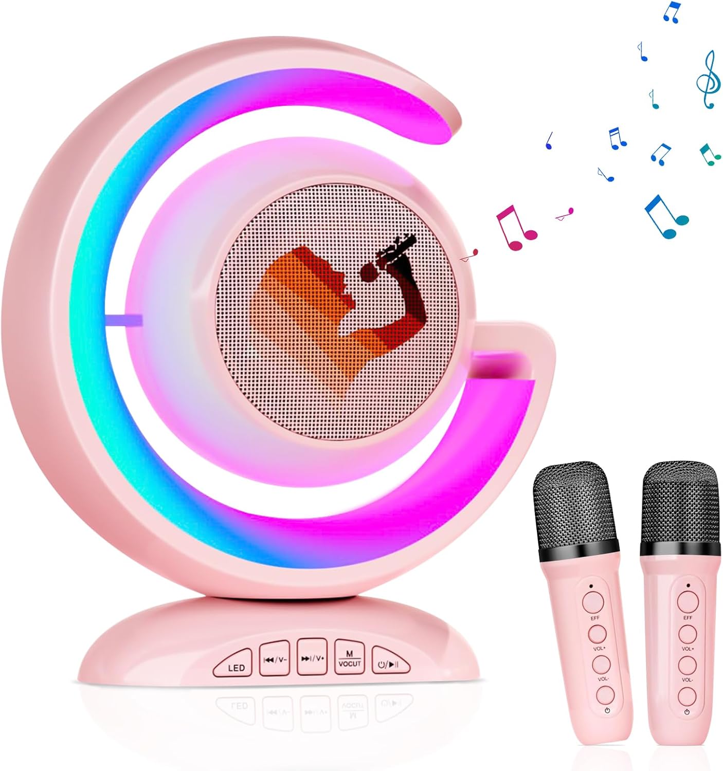 Amazon.com: Mini Karaoke Machine with 2 Wireless Microphones, Kids ...