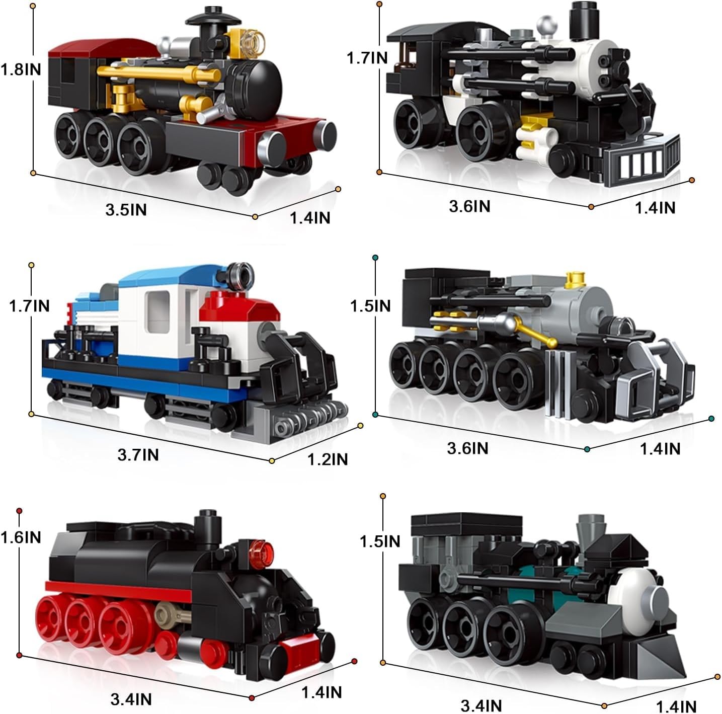Train Building Set, 6Pcak MINI Steam Locomotive Train Building Sets ...