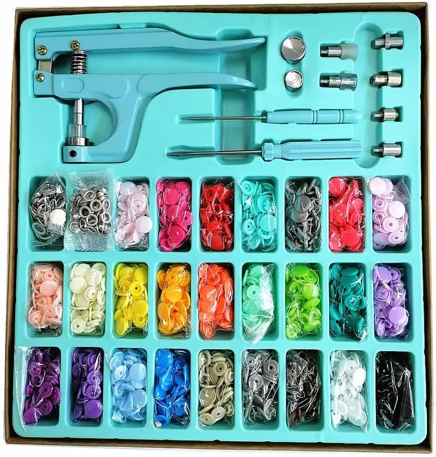 BIYALI 200 Sets Metal Snaps Buttons with Fastener Pliers Press Tool Kit ...