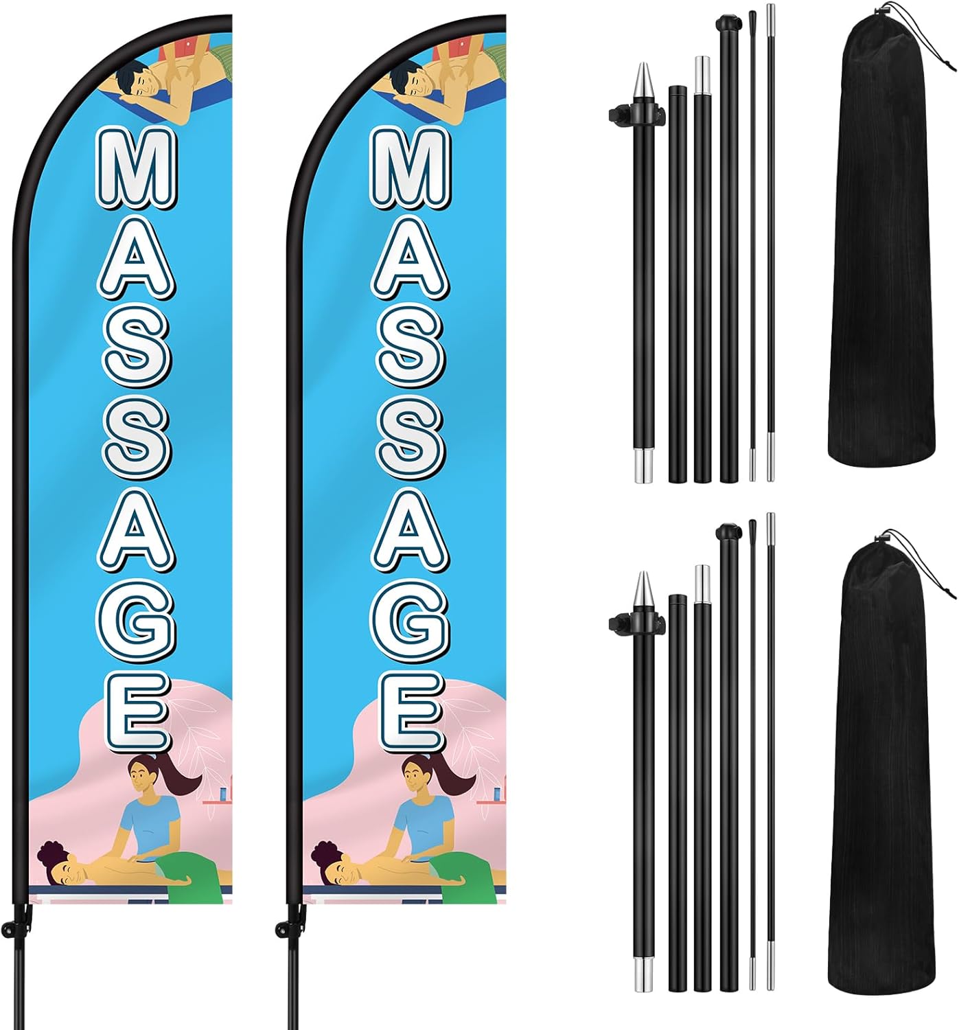 Amazon.com : Remagr 2 Pack Massage Flag Banner for Business 11ft ...