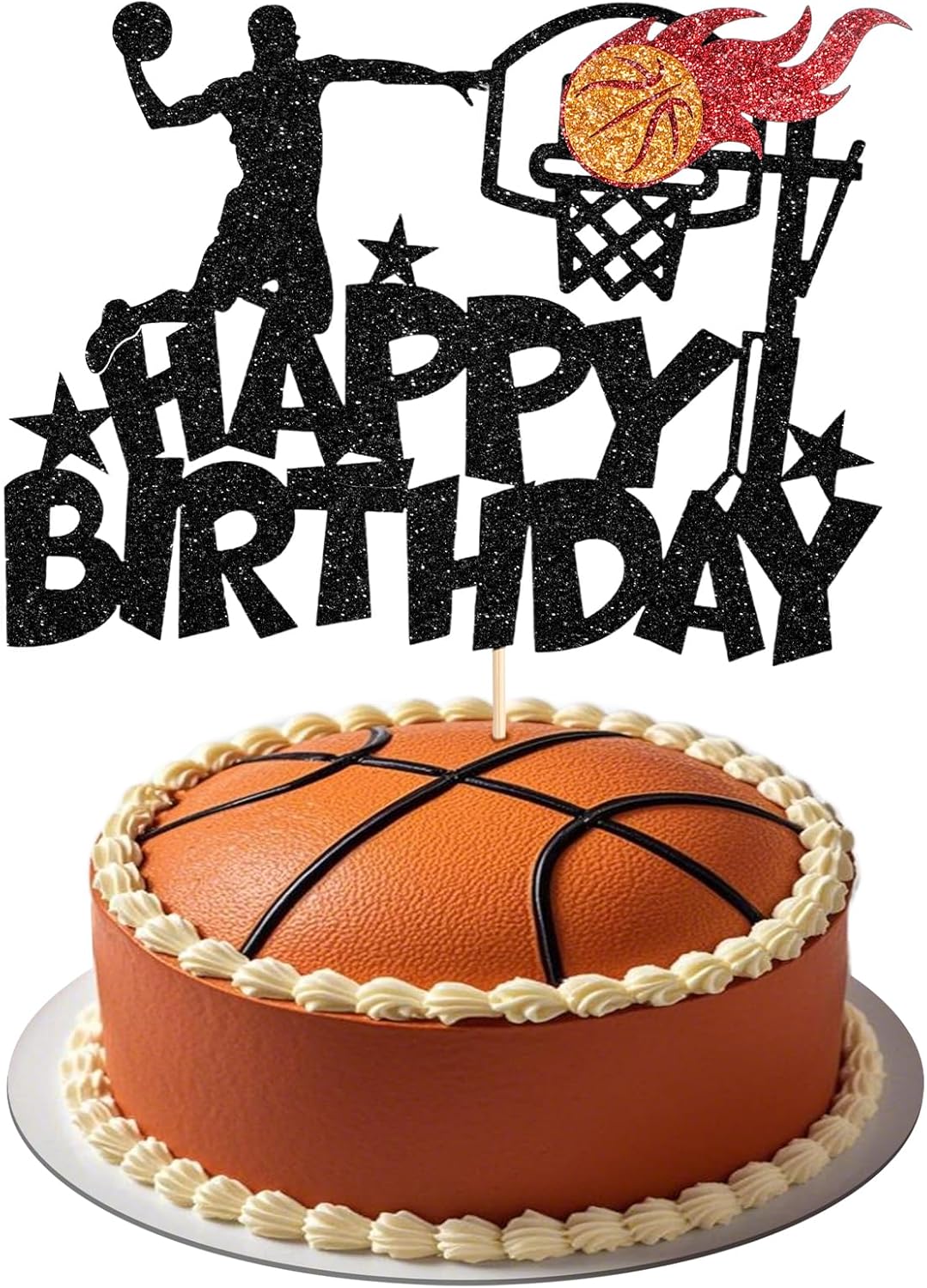 1Pc Basketball Happy Birthday Cake Topper, Basketball Cake Decorations ...