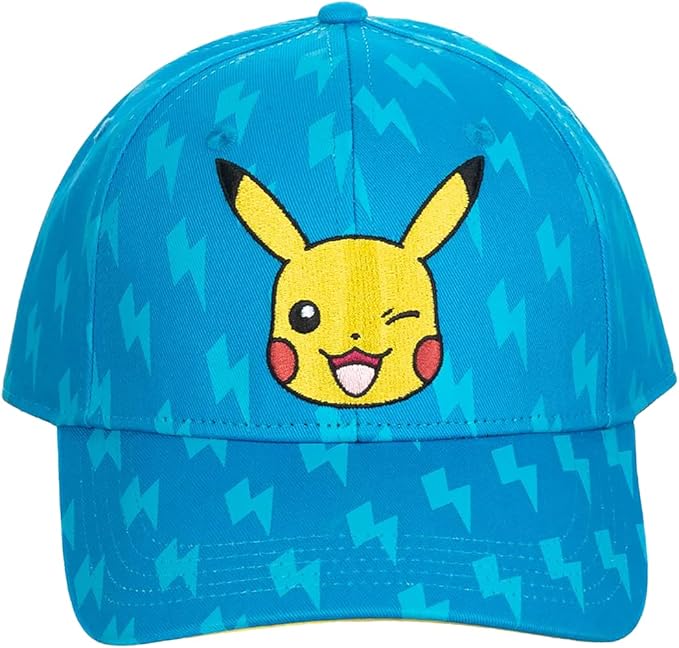 Bioworld All Over Print Pokemon Anime Pikachu Blue Adjustable Hat ...
