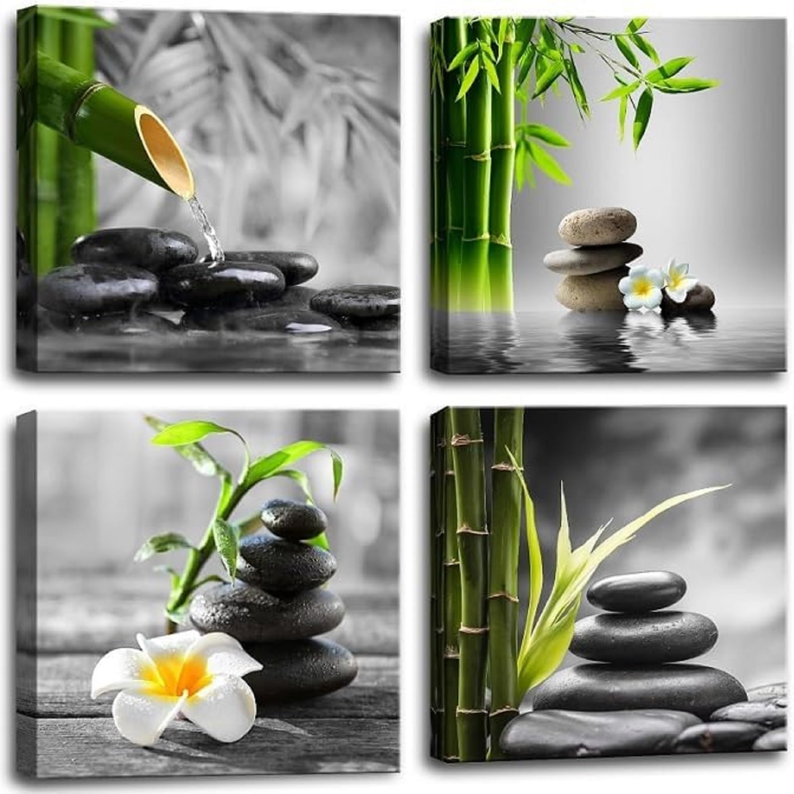 Amazon.com: Bamdeya Zen Bathroom Decor Black and White Wall Art Grey ...