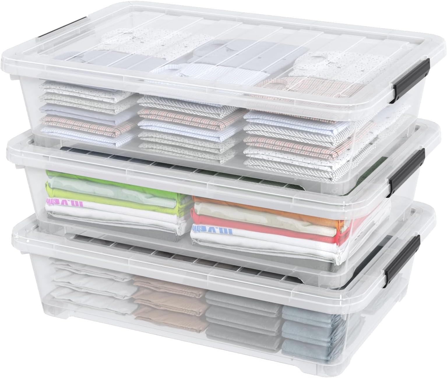 Amazon.com: Vcansay 3 Pack 40 Quart Plastic Underbed Storage Boxes with ...