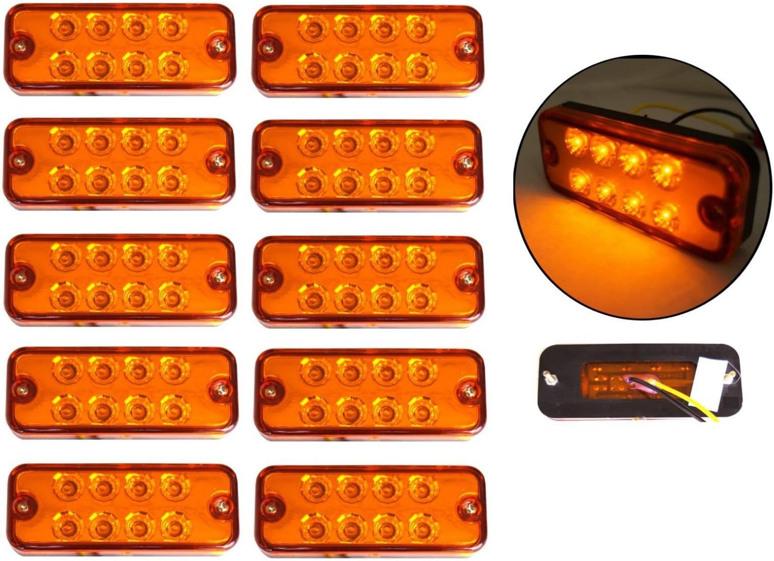 flexzon 8pcs LED Orange Side Marker Light Indicator 24V For Truck HGV ...