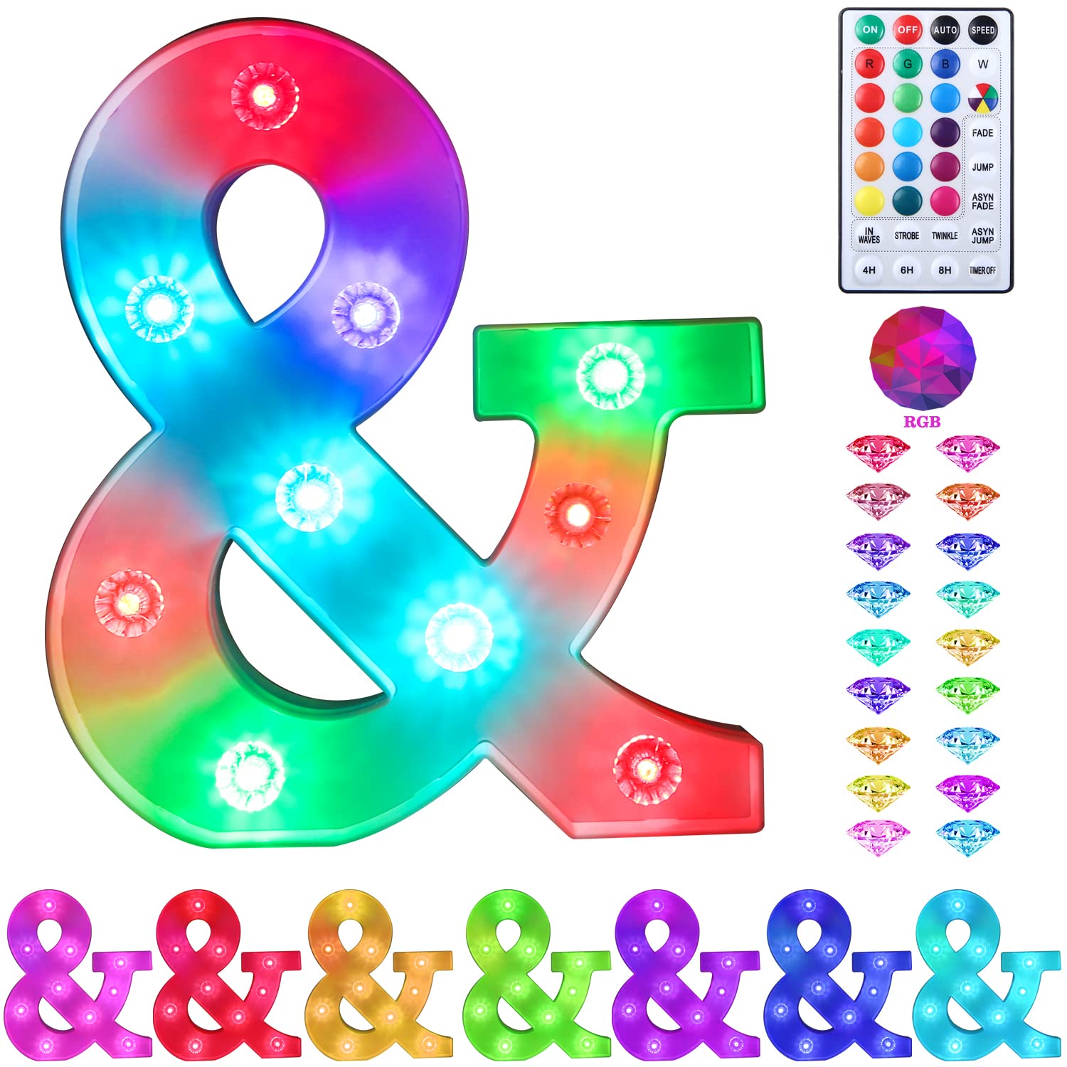 Colorful Light up Letters Led Marquee Letter Lights with Remote 18 ...
