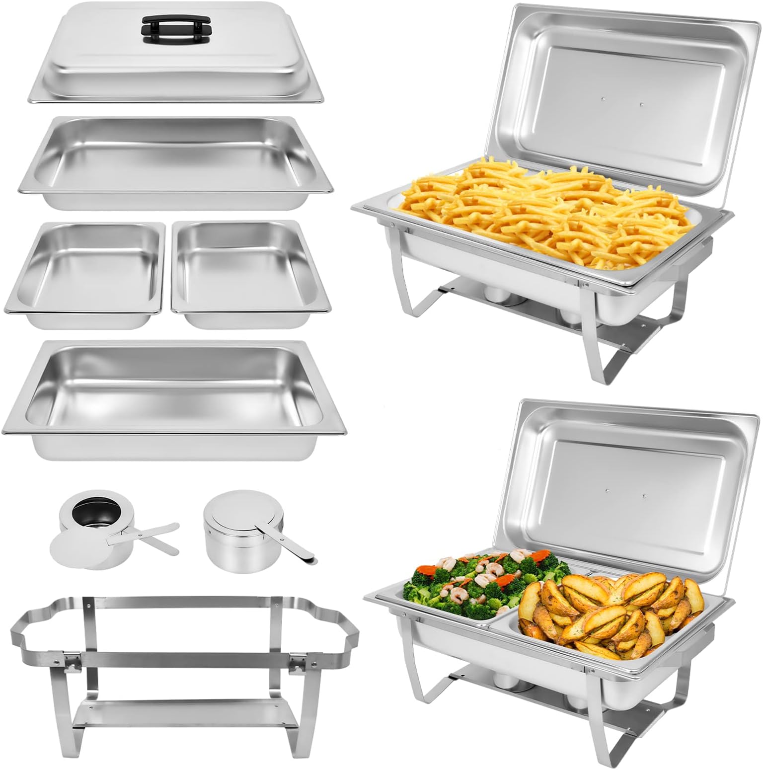 Amazon.com: EHOMEA2Z Chafing Dish Buffet Set (4 Pack) Chafers 8QT ...
