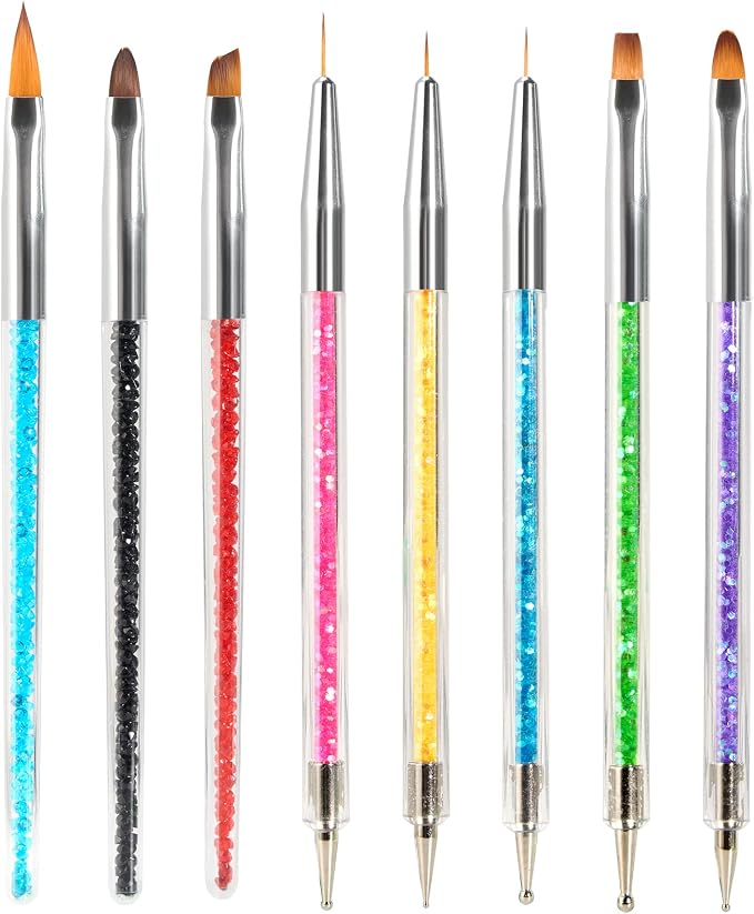8 Pcs Kit de Pinceau Nail Art Ongles, Brosses de Ongle Art, 5 Pcs ...