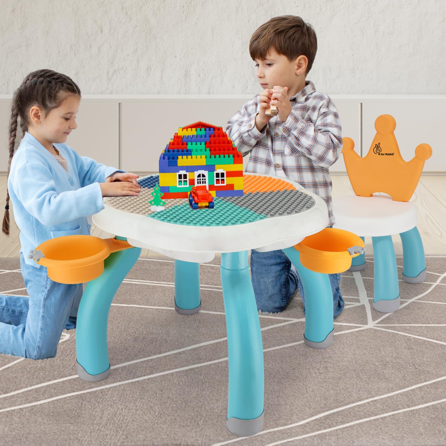 R for Rabbit Little Genius Regal Kids Study Table Set with Chair, 4 in ...