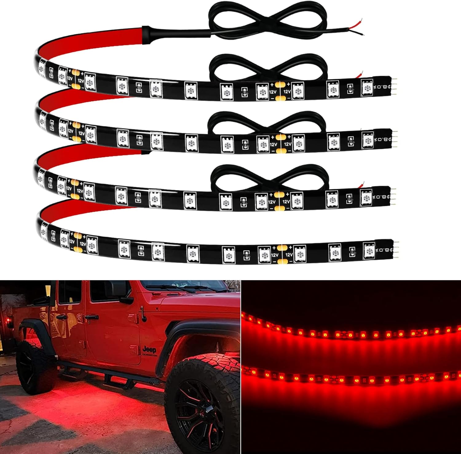 Amazon.com: 12V Led Light Strip 12" Connectable Red Led Strip Lights ...