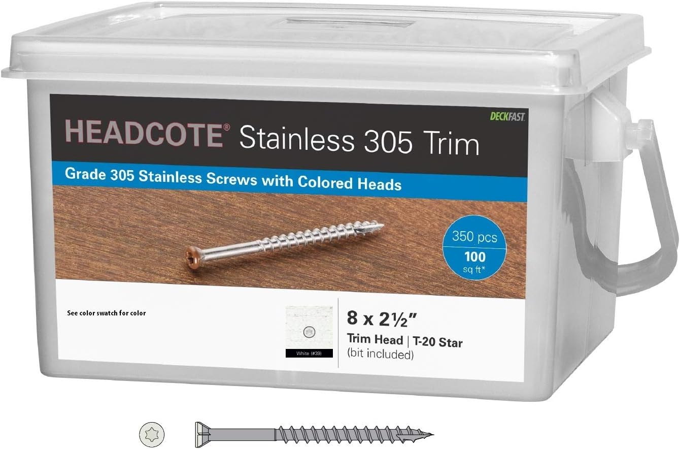 Amazon.com: Starborn Headcote Stainless Steel Trim Head White Screws ...