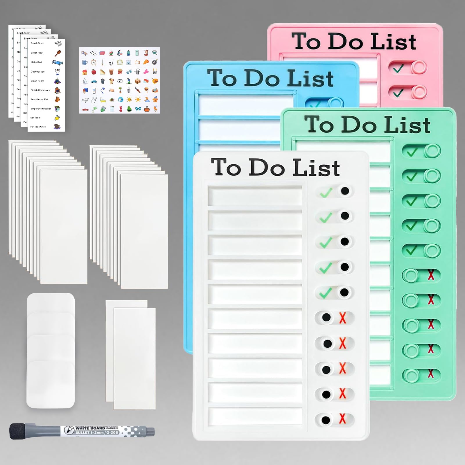 Chore Chart For Kids Adults 4 Pcs Checklist Board Reusable | Desertcart ...