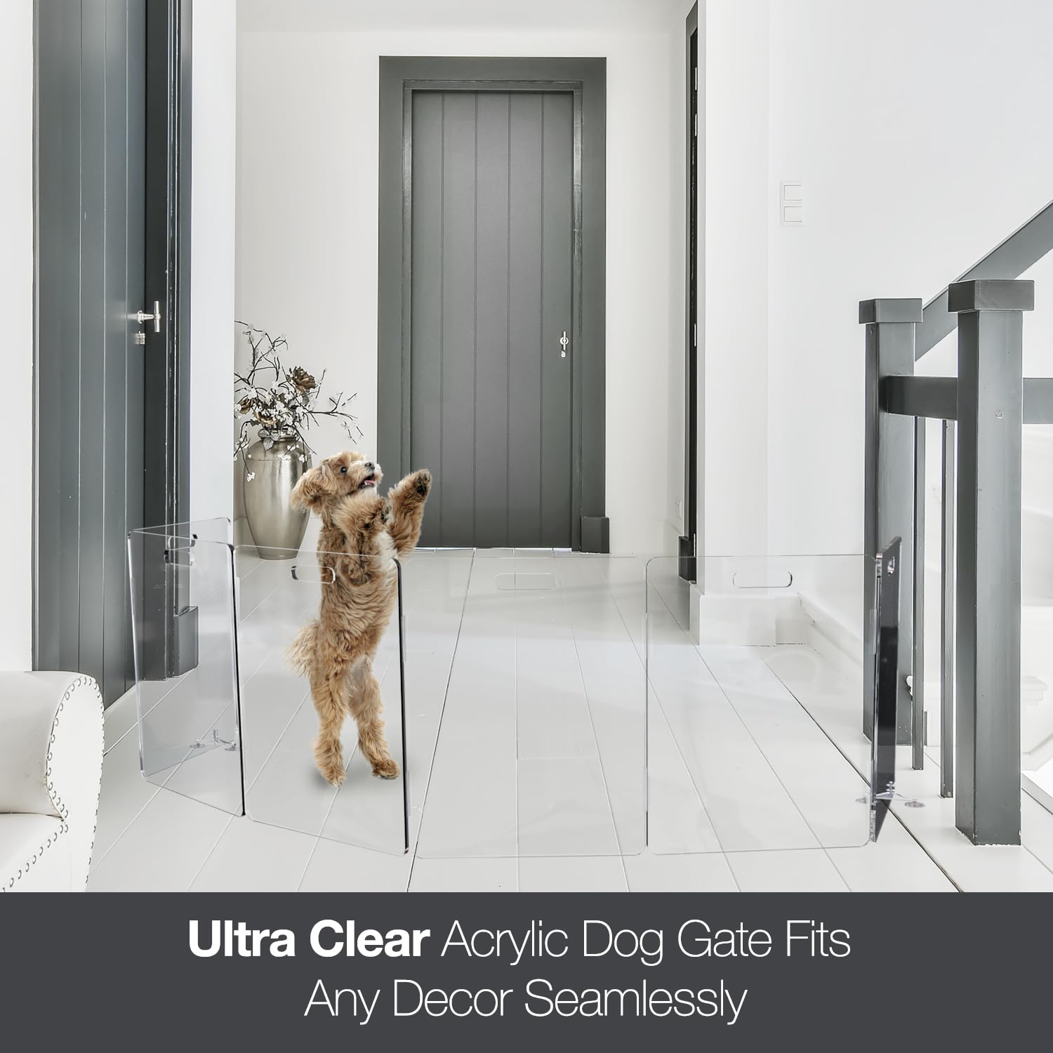 Snapklik.com : Premium Acrylic Dog Gate Fence Panel Large Clear Dog ...