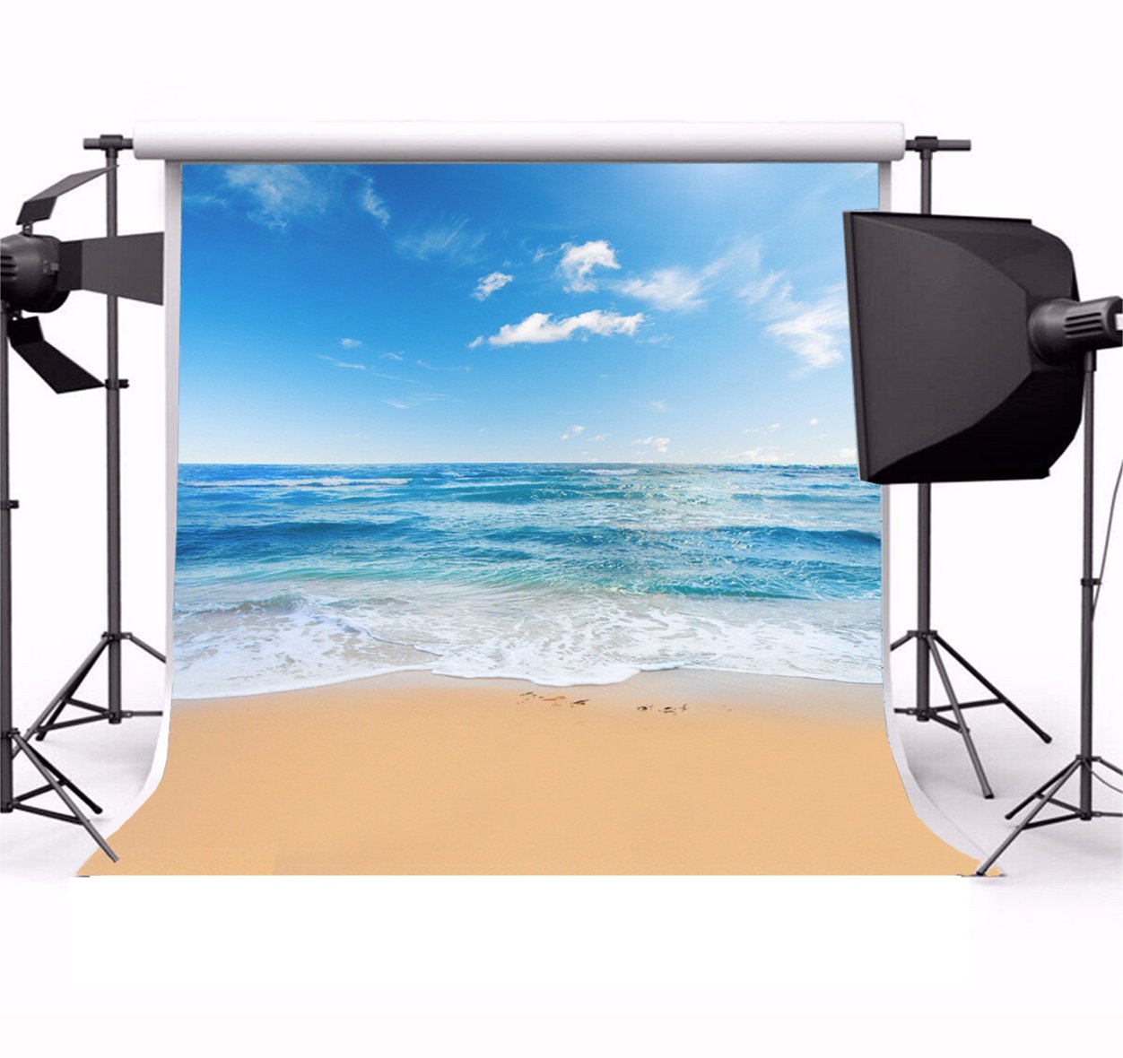 YongFoto 3x3m Vinyl Beach Photo Backdrop Seaside Landscape Blue Sky ...