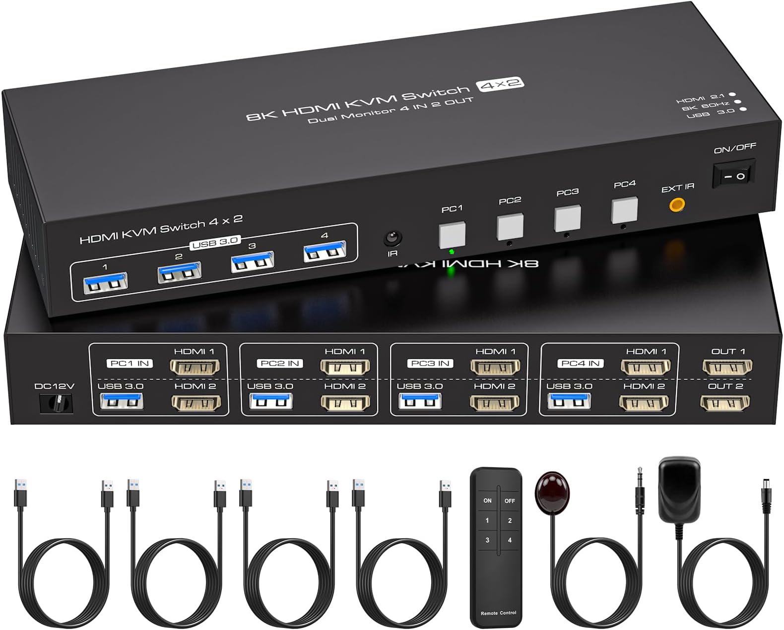 Amazon.com: CKL KVM Switch Dual Monitor DisplayPort 4 Port 4K 60Hz 4:4: ...