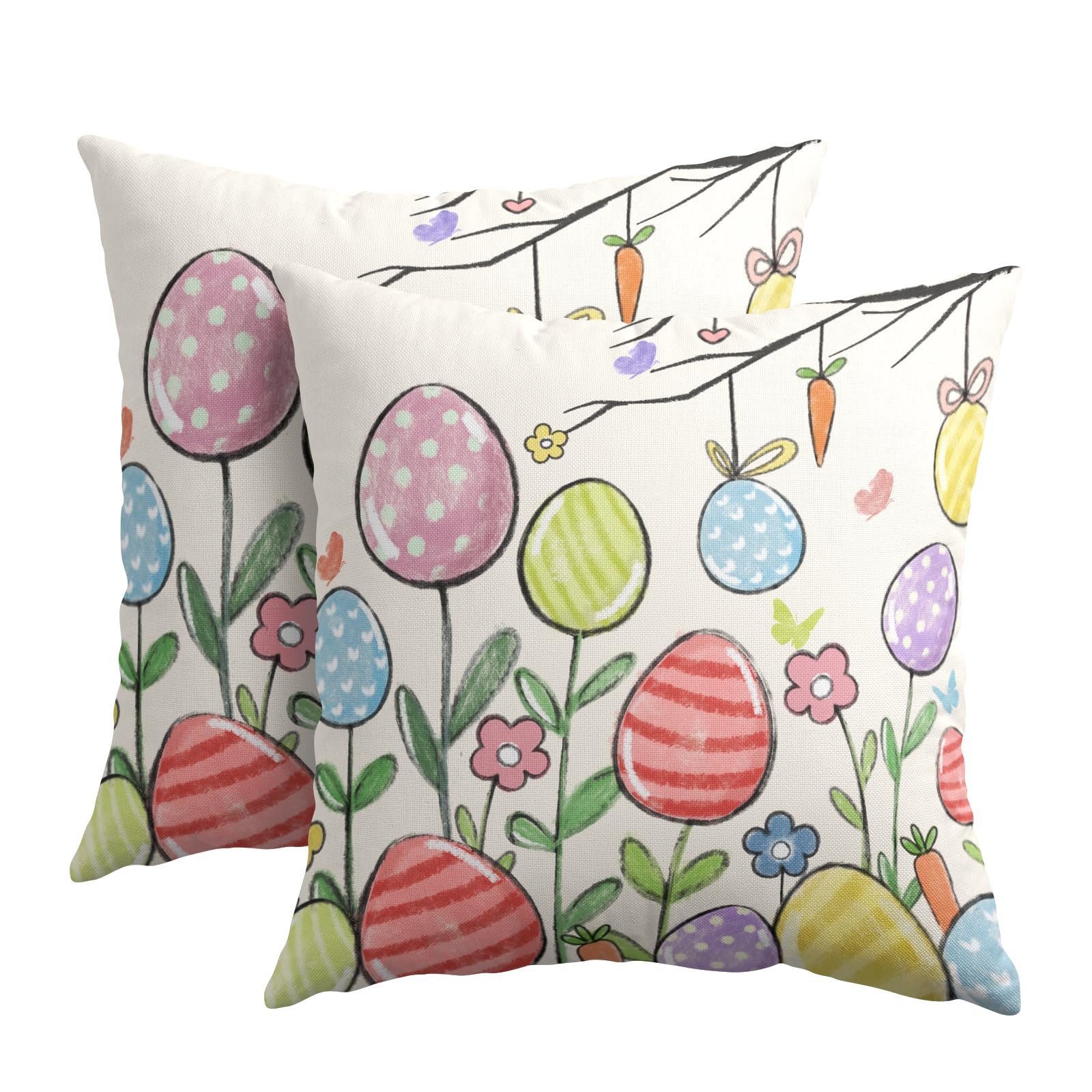 Amazon.com: Kawani Happy Easter Pillow Covers 18x18 Inch Colorful ...