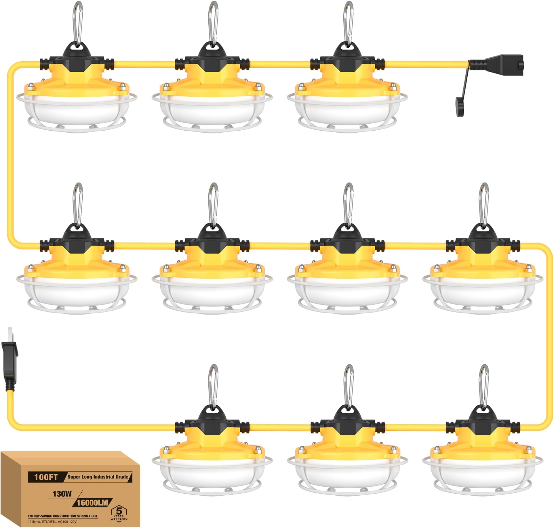100FT Construction LED String Lights, Industrial Grade Best for ...