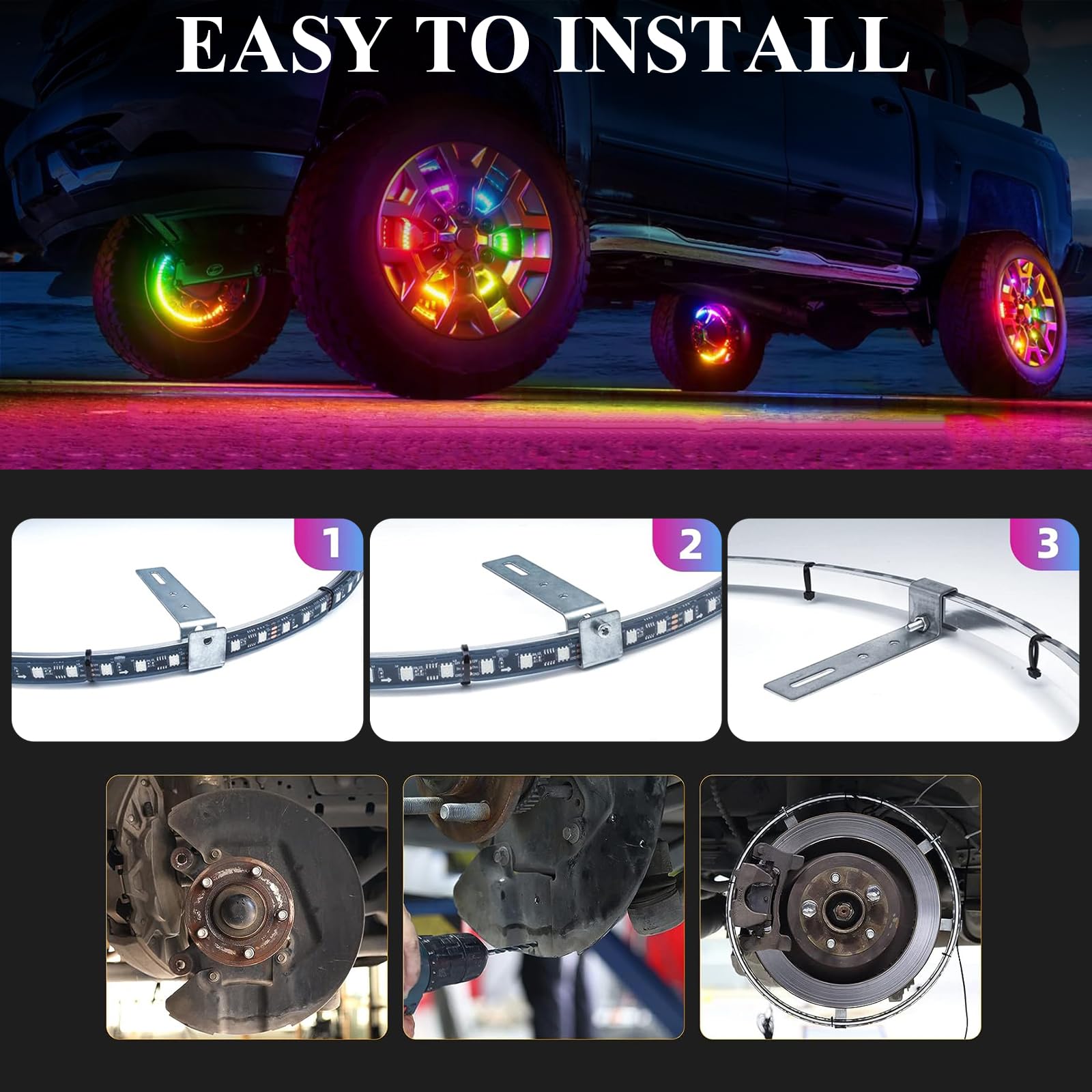 Rim Light 17.5\" DOUBLE ROW Dream CHASING FLOW LED Wheel Rings Lights ...