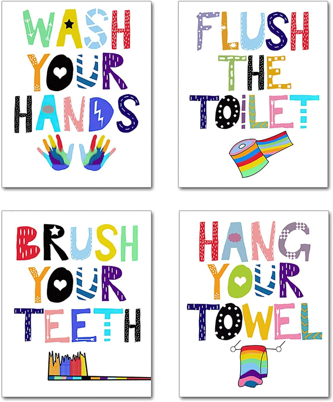 Amazon.com: AEFPOYMXU 4 PCS Bathroom Wall Art Learning Educational ...