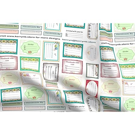 Amazon.com: Spoonflower Fabric - Quilt & Love Label Sewing Printed on ...