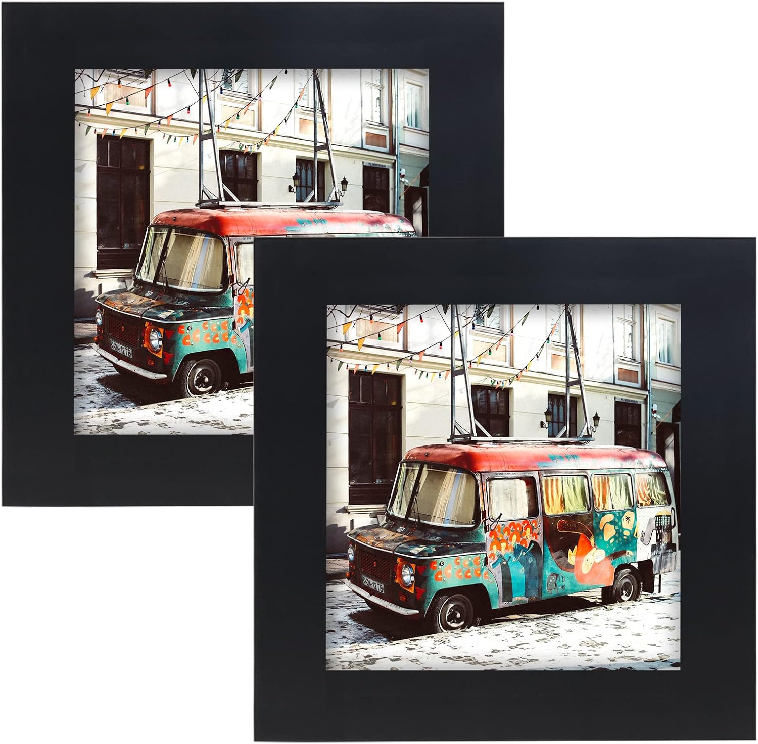 Amazon.com - Picture Frames 4x4 Black Nature Solid Wood 2 Pack for Wall ...