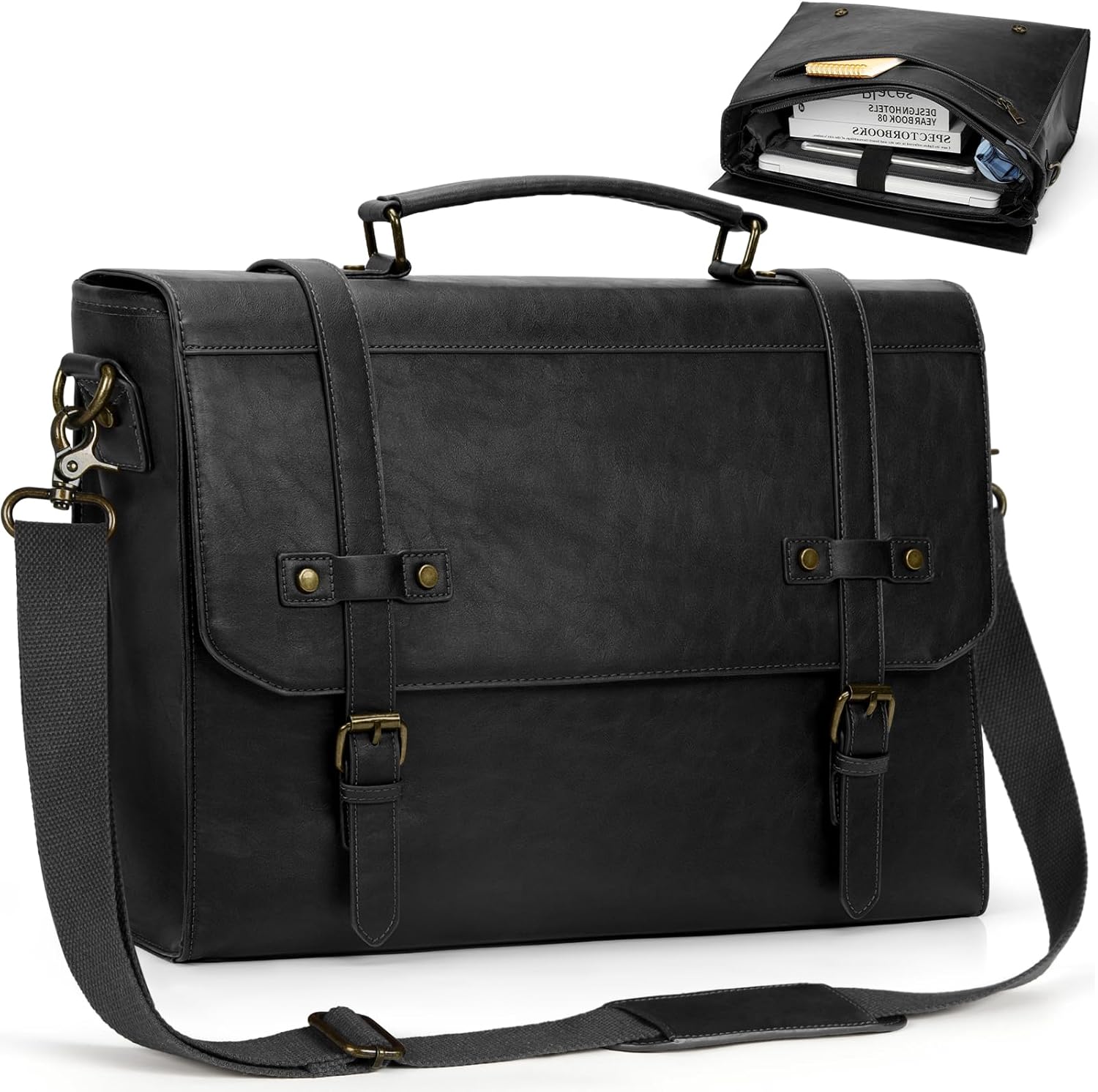 Amazon.com: RAINSMORE Mens Messenger Bag 17 Inch Waterproof Vintage ...