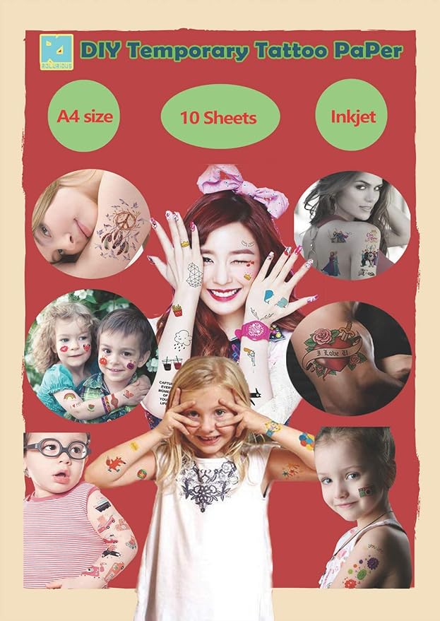 10 Sheets DIY A4 Temporary Tattoo Transfer Paper Printable Customized ...