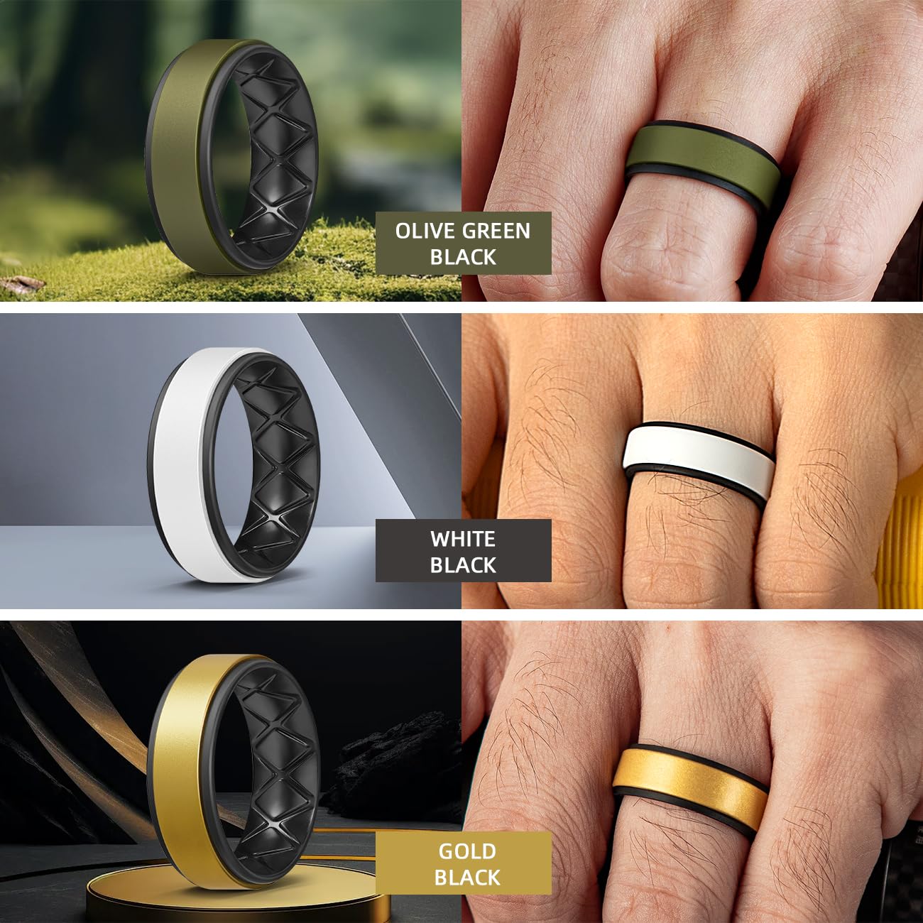 Snapklik.com : Egnaro Silicone Rings For Men 1/4/6 Multipack Of ...