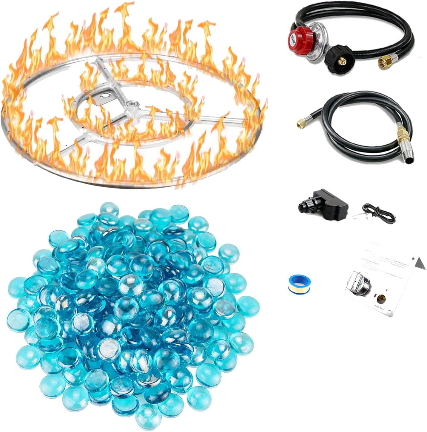 Amazon.com: Hisencn Caribbean Blue Fire Glass Rocks for Fire Pit, Fire ...