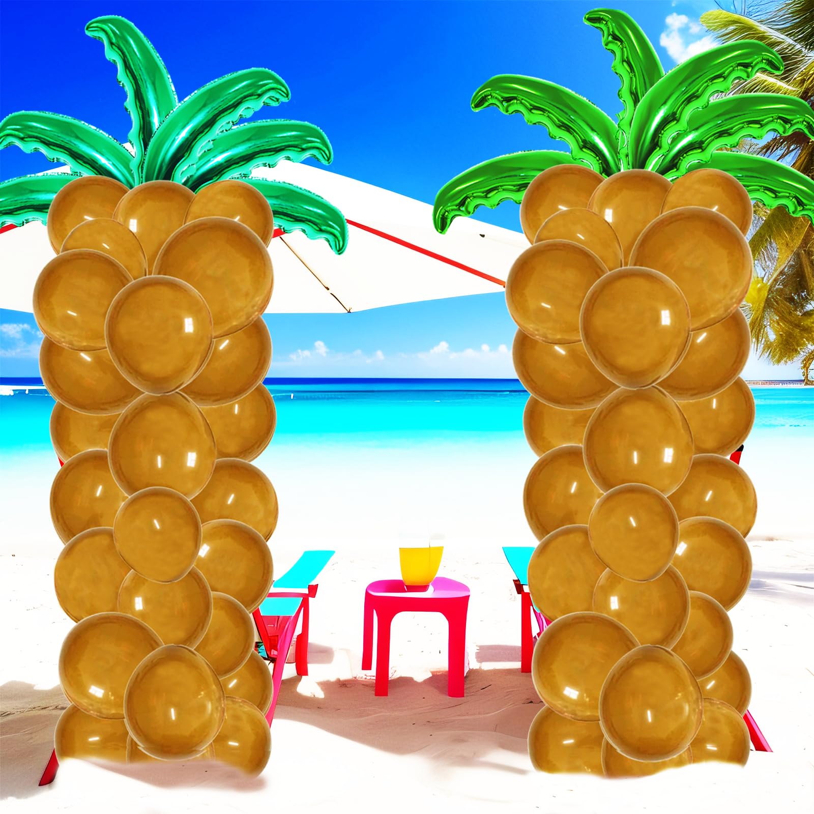 Balloon Palm Tree Centerpiece Vibrant Tropical Beach Themed Party