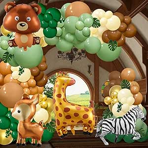 VinTS 131pcs Jungle Animals Balloon Garland Arch Kit,Woodland Themed ...