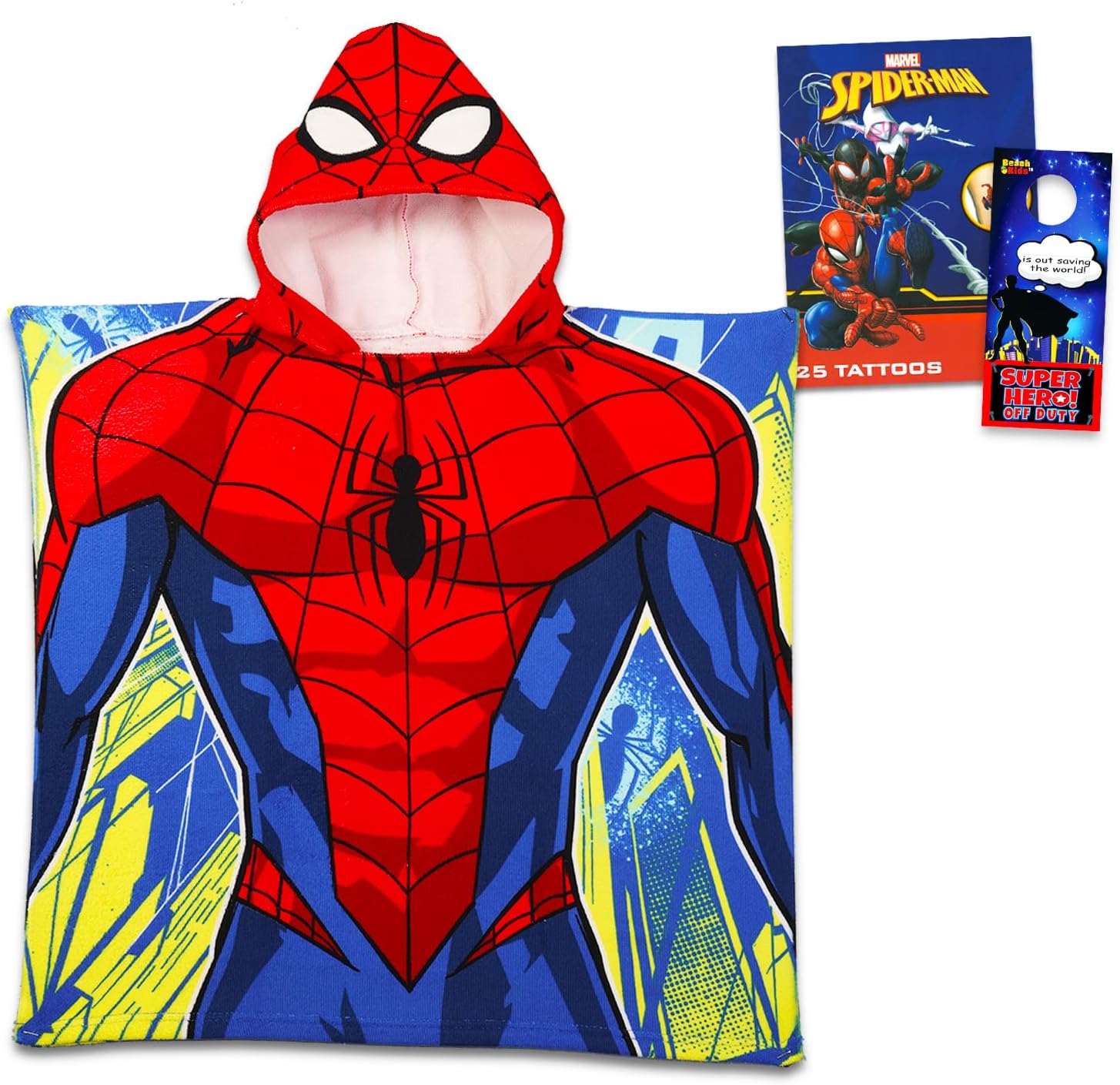 Amazon.com: Spiderman Hooded Towel Set for Kids - Spiderman Bath Towel ...