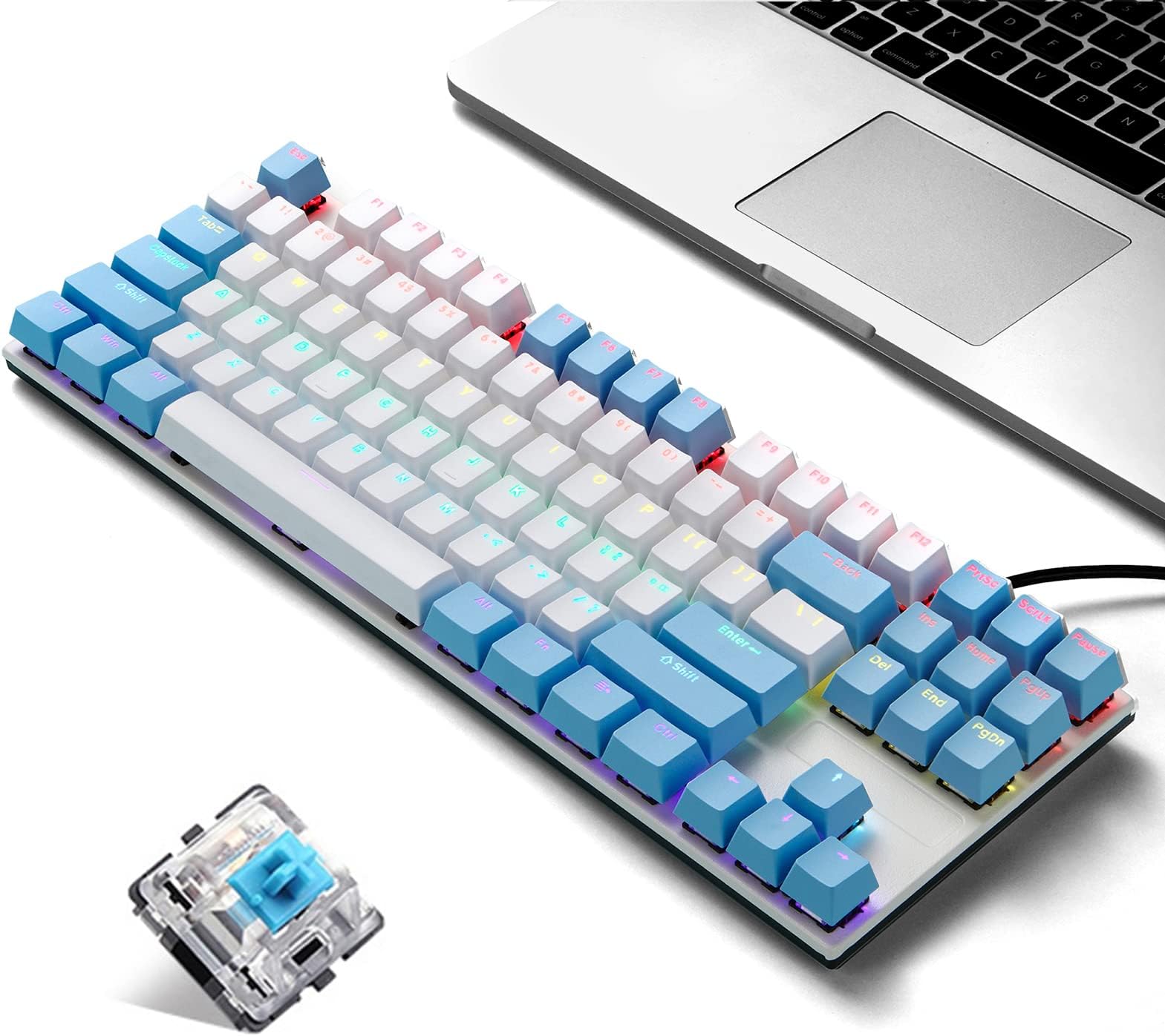 mingzhe K87 87 teclas com fio teclado mecânico painel de metal duas ...