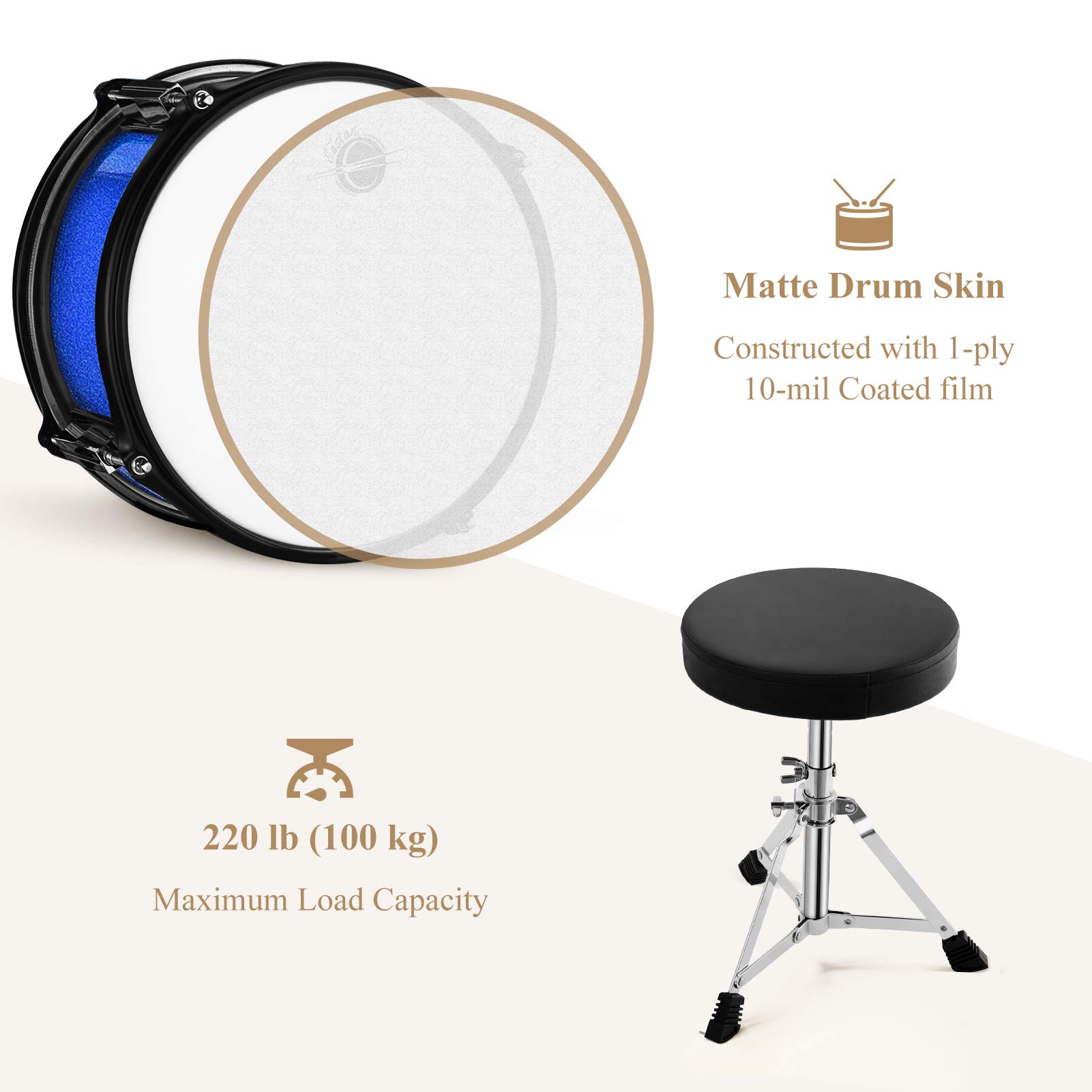 Snapklik.com : Eastar Drum Set For Kids - 16 Inch 5-Piece Drum Kit For ...