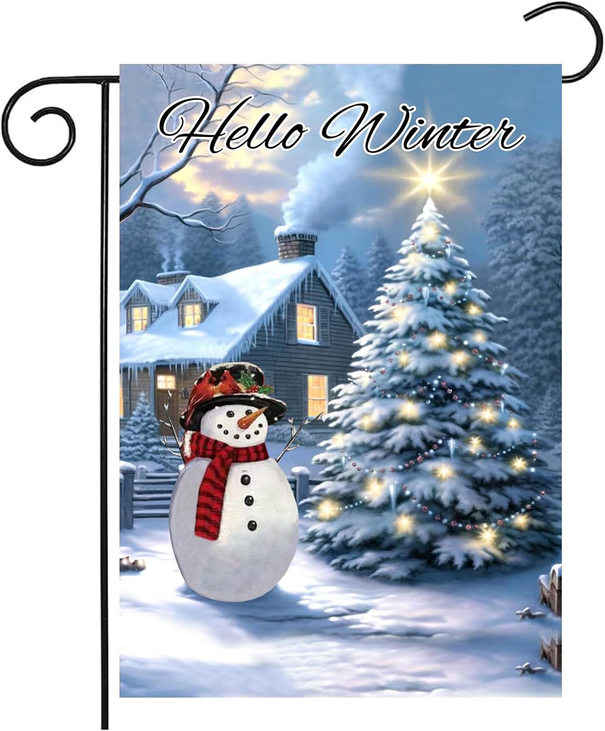 Amazon.com : Hello Winter Garden Flags 12x18 Double Sided, Snowman ...