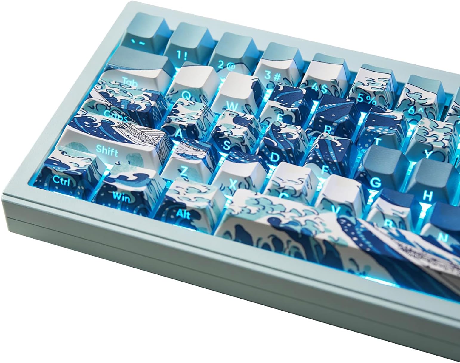 PBT Keycaps Shine Through Coral Sea Blue Keycaps Cherry Profile Backlit ...