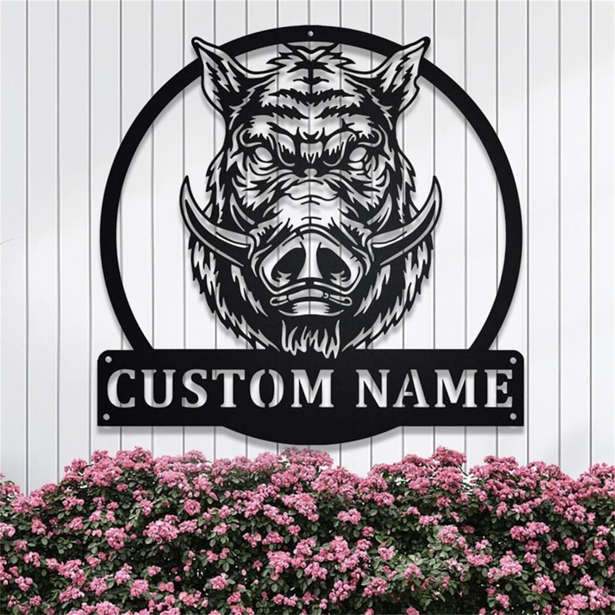 Amazon.com : Personalized Boar Head Metal Wall Art,Custom Boar Cabin ...