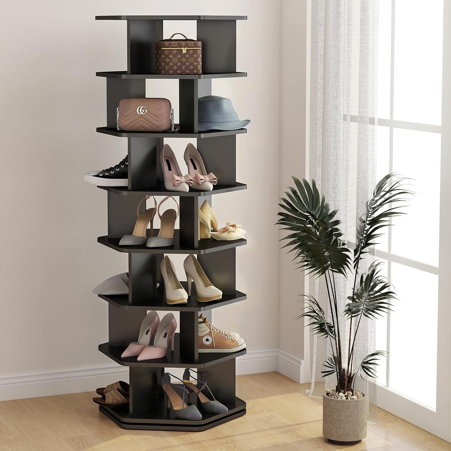 Amazon.com: Redkey Rotating Shoe Rack Tower - 7-Tier Spinning Shoe ...