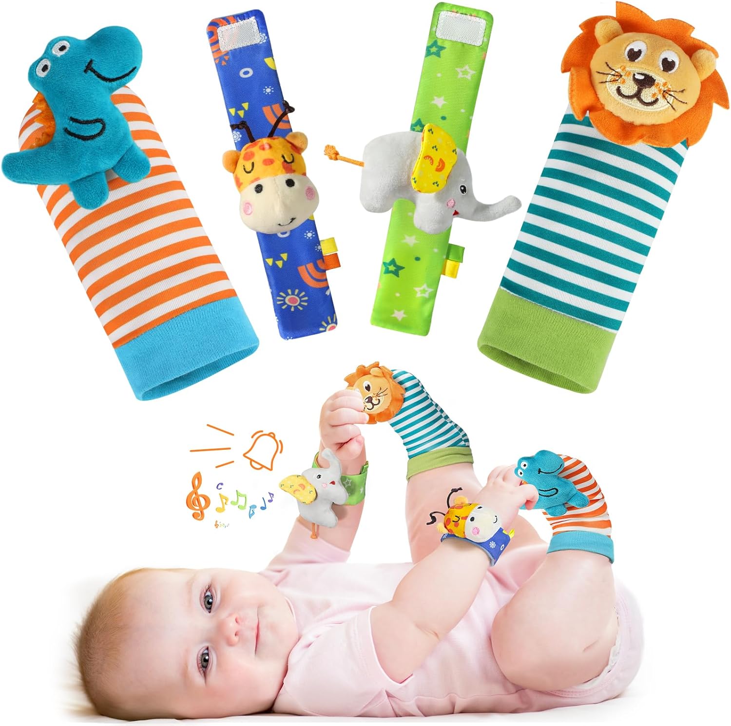 Foot Finders Wrist Rattles for Infants-Baby Sensory Toys Newborn ...