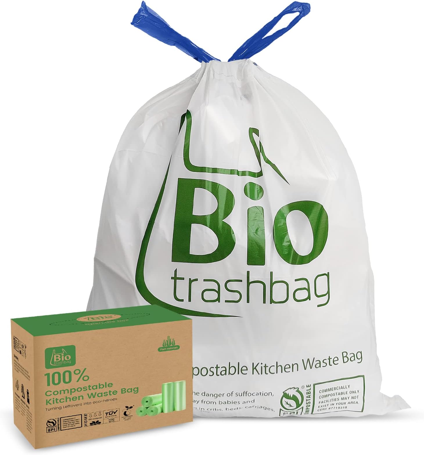 Amazon.com: Compostable Drawstring Trash Bags Biodegradable, 13 Gallon ...