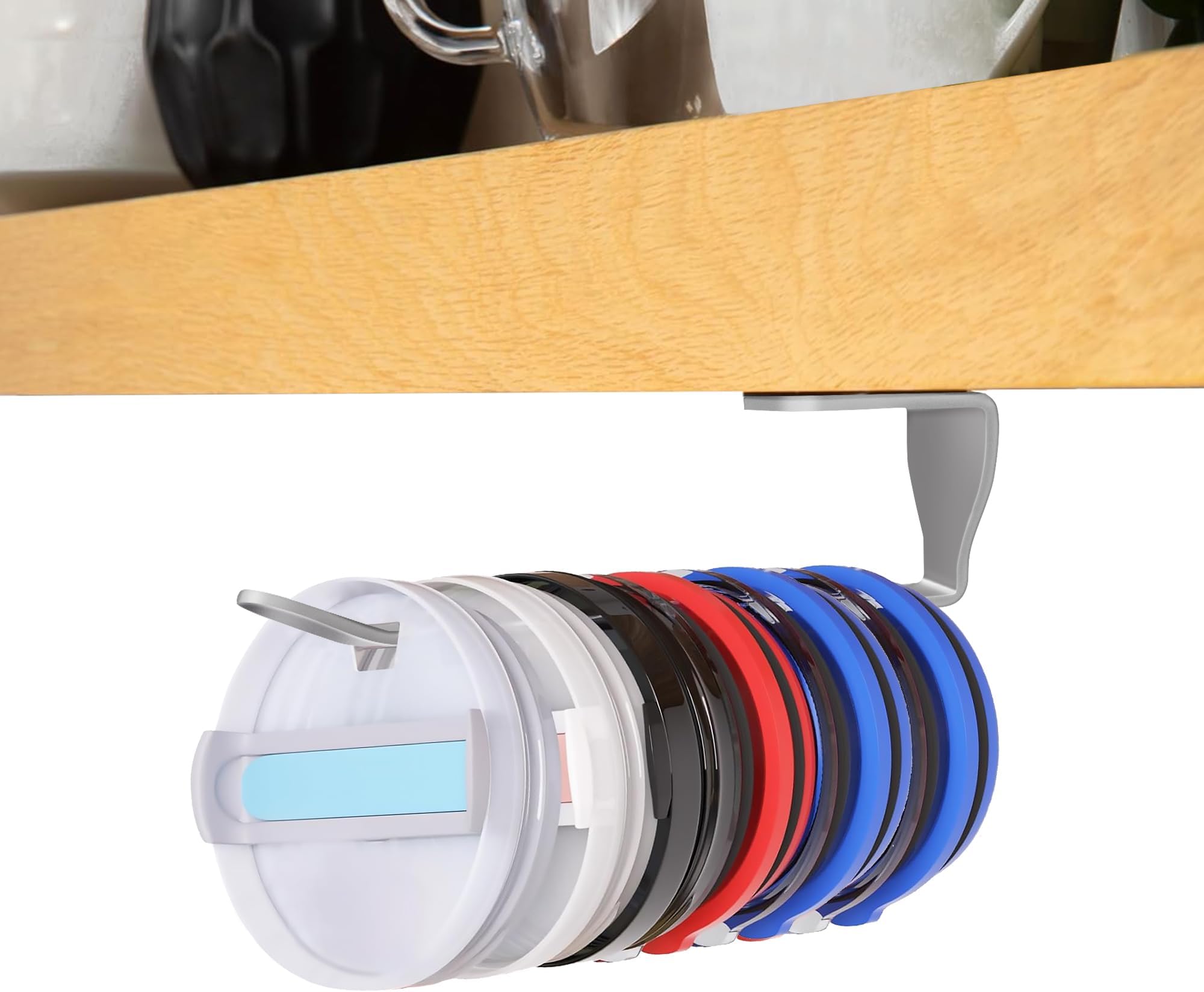Amazon.com: UQOOQFA Tumbler Lid Organizer - Space-Saving Cup Lid Holder ...
