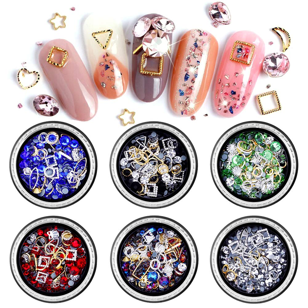 Amazon.com: Nail Crystals Gems 3D Nail Art Rhinestones Nail Jewelry ...