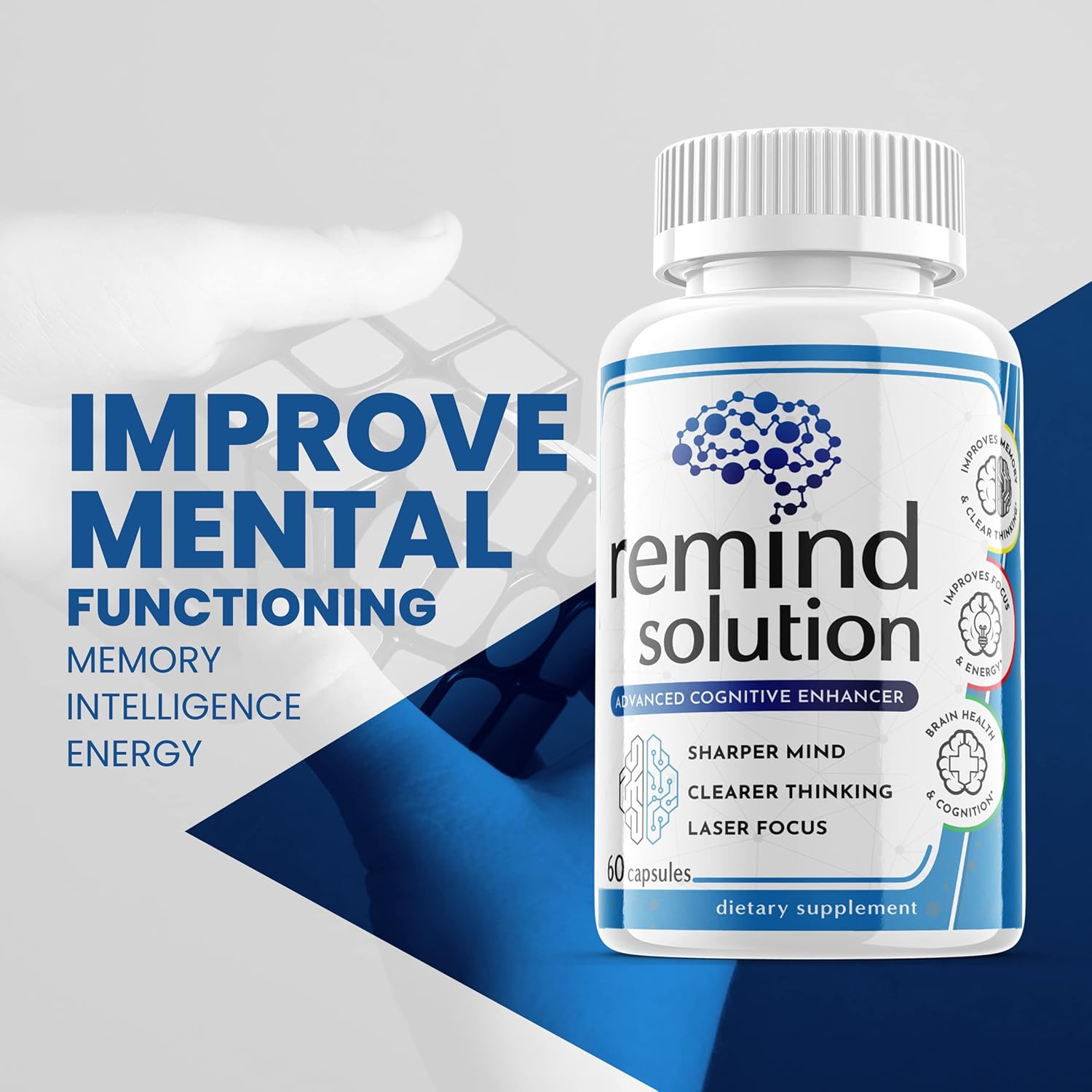 Remind Solution Advanced Nootropic Brain Suplemento Píldoras (5 ...