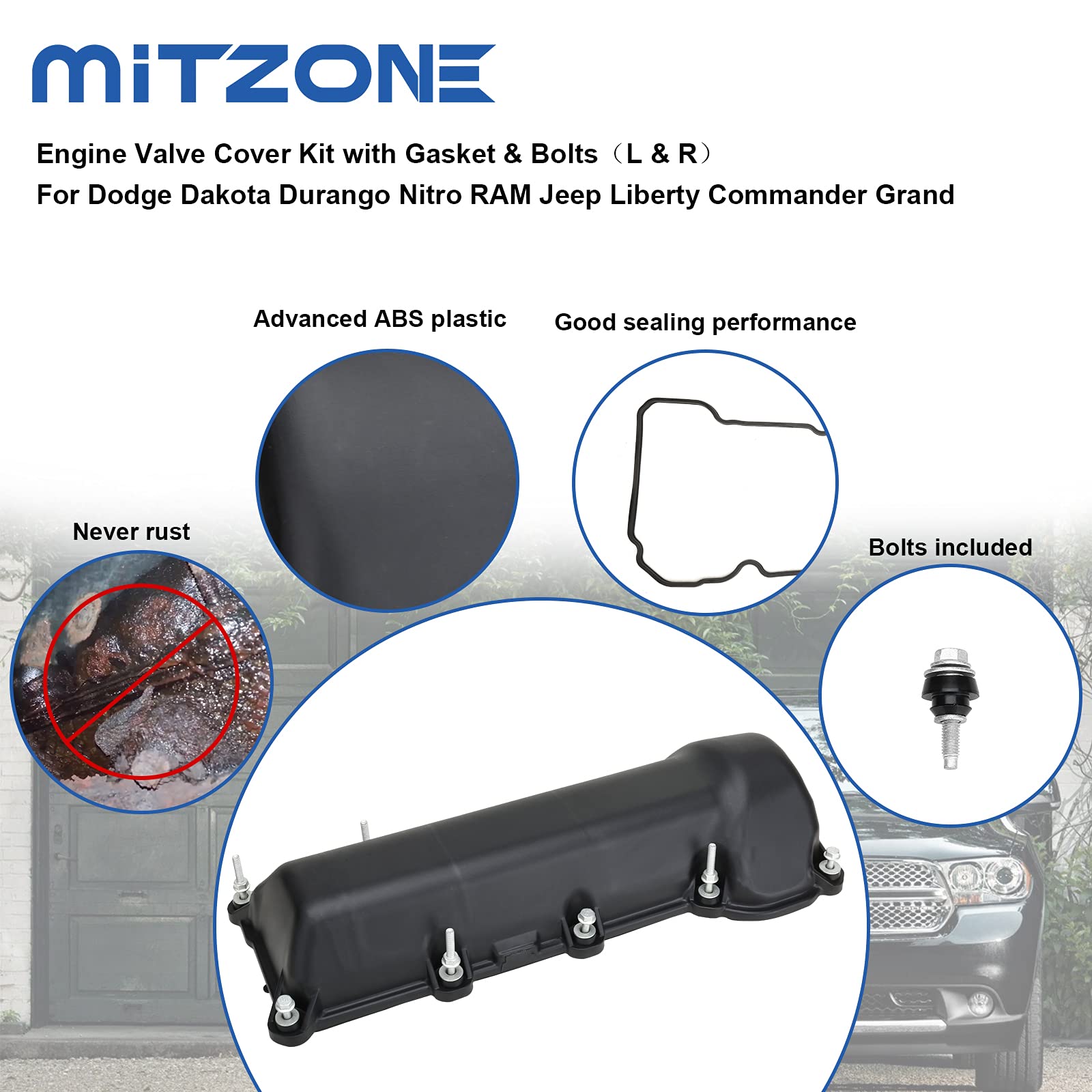 MITZONE Left & Right Engine Valve Covers with Gasket Bolts Compatible ...