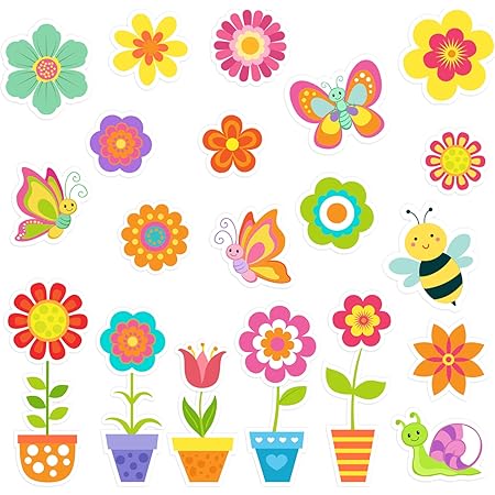 Amazon.com: Whaline 54Pcs Flower Cut-Outs 2 Size Colorful Flower Shape ...
