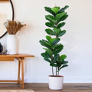 Amazon.com: YEPDIN Artificial Fiddle Leaf Fig Tree 5FT Faux Fiddle Leaves Fig Tree Artificial ...