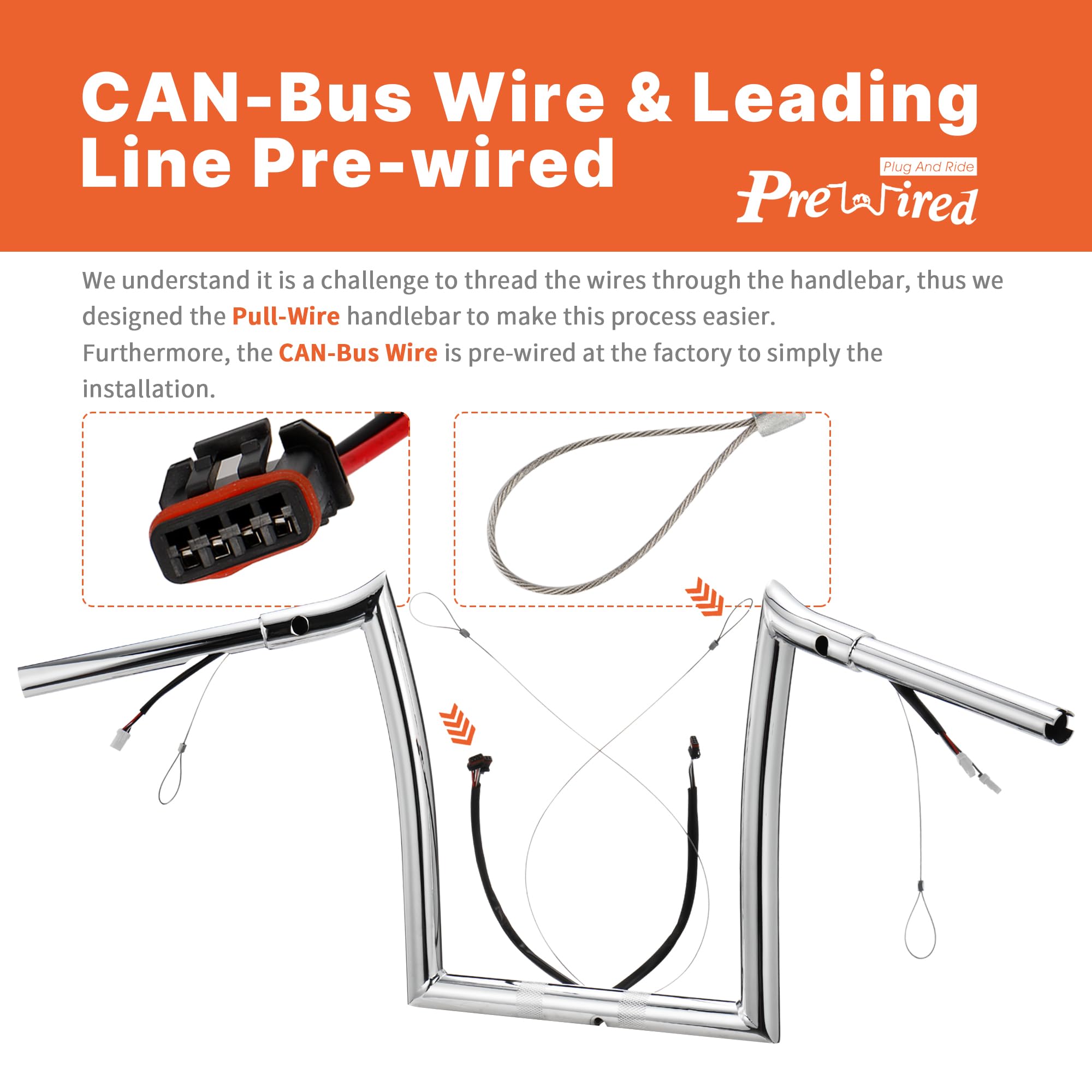 Snapklik.com : Prewired 12" Rise Ape Hangers Road Glide Handlebars For ...