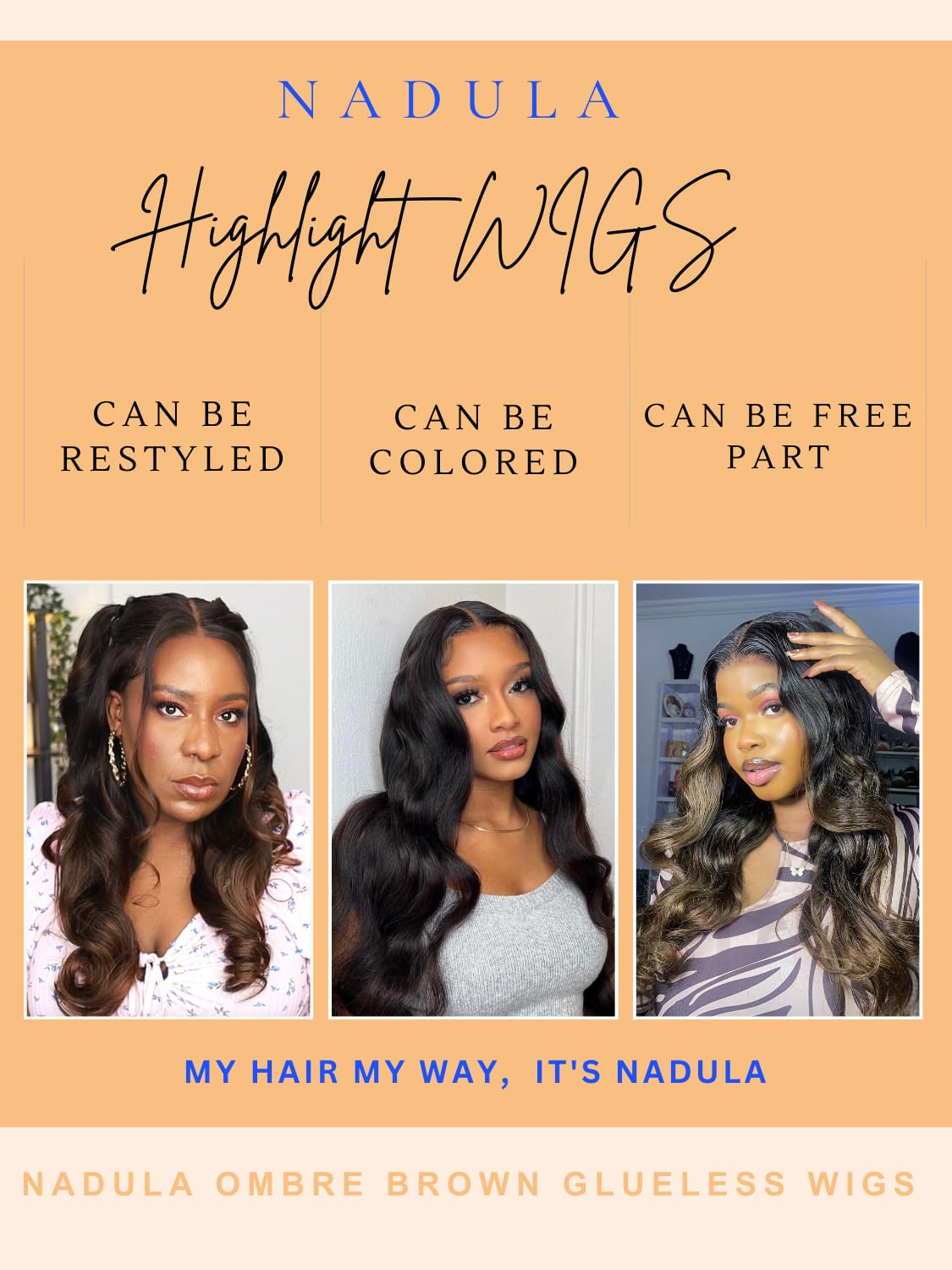 Snapklik.com : Nadula Bye Bye Knots Glueless Balayage Brown Body Wave ...