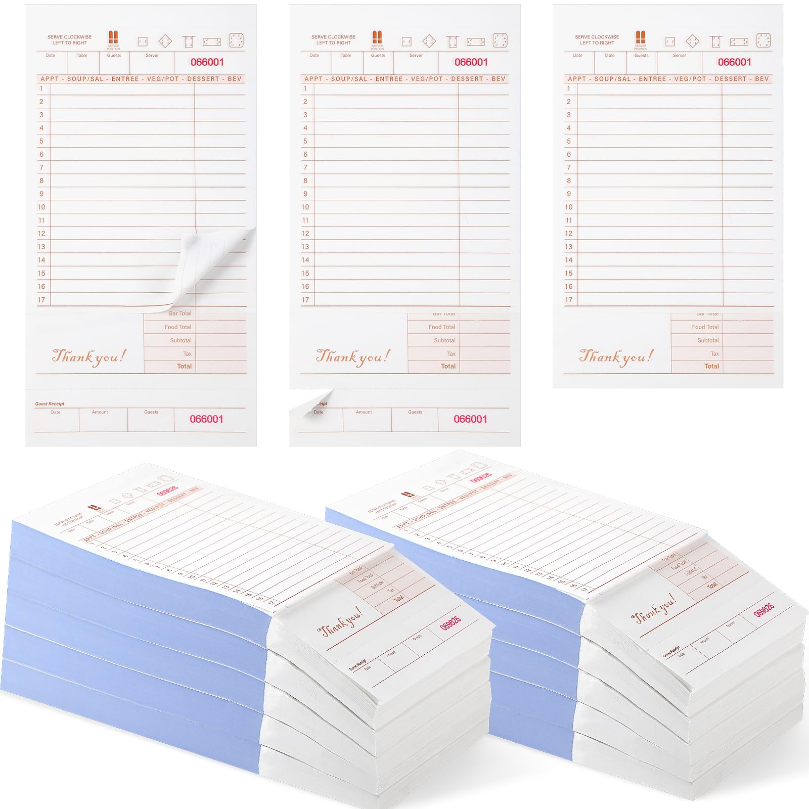 Amazon.com: Zhanmai 5000 Sheets Guest Check Books 2 Part Carbonless ...