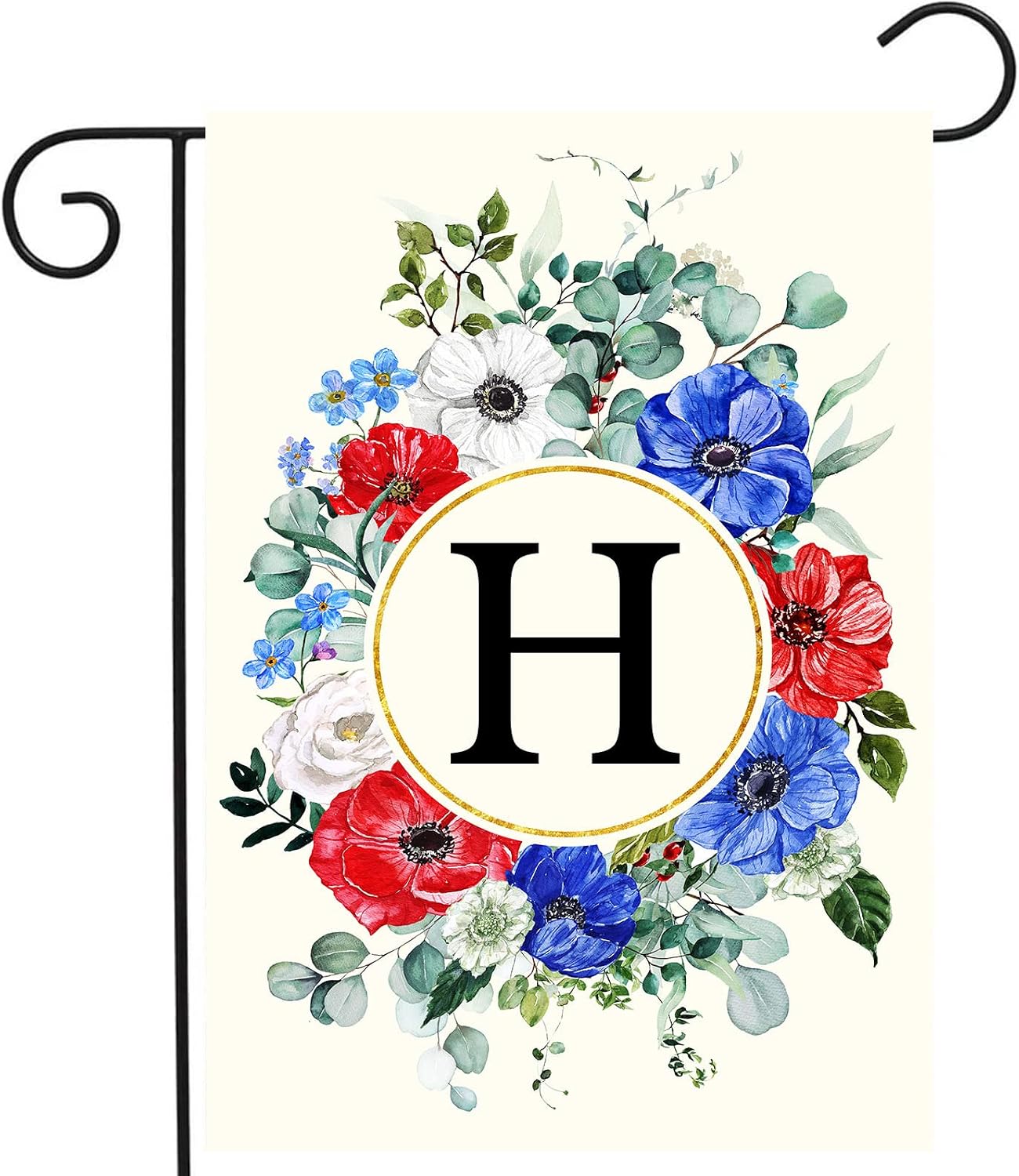 Amazon.com : Monogram Letter H Garden Flag Patriotic Initial Outdoor ...